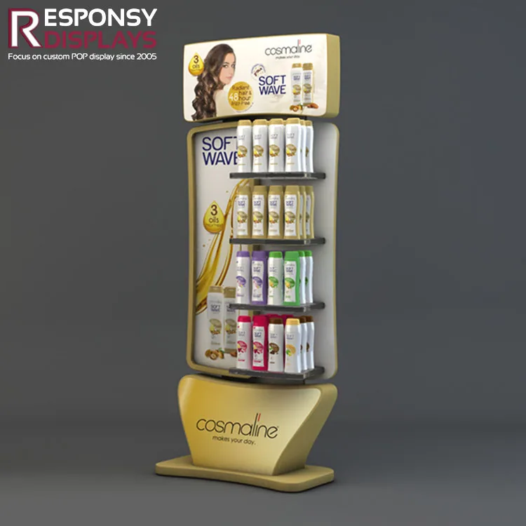 Floor Wood Supermarket Shampoo Conditioner Display Stand