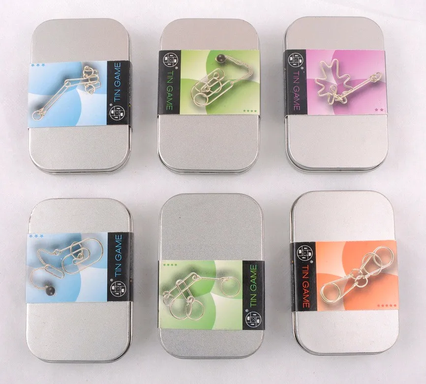 Keychains Board Games Metal Jigsaw Puzzle IQ Games Tine Box