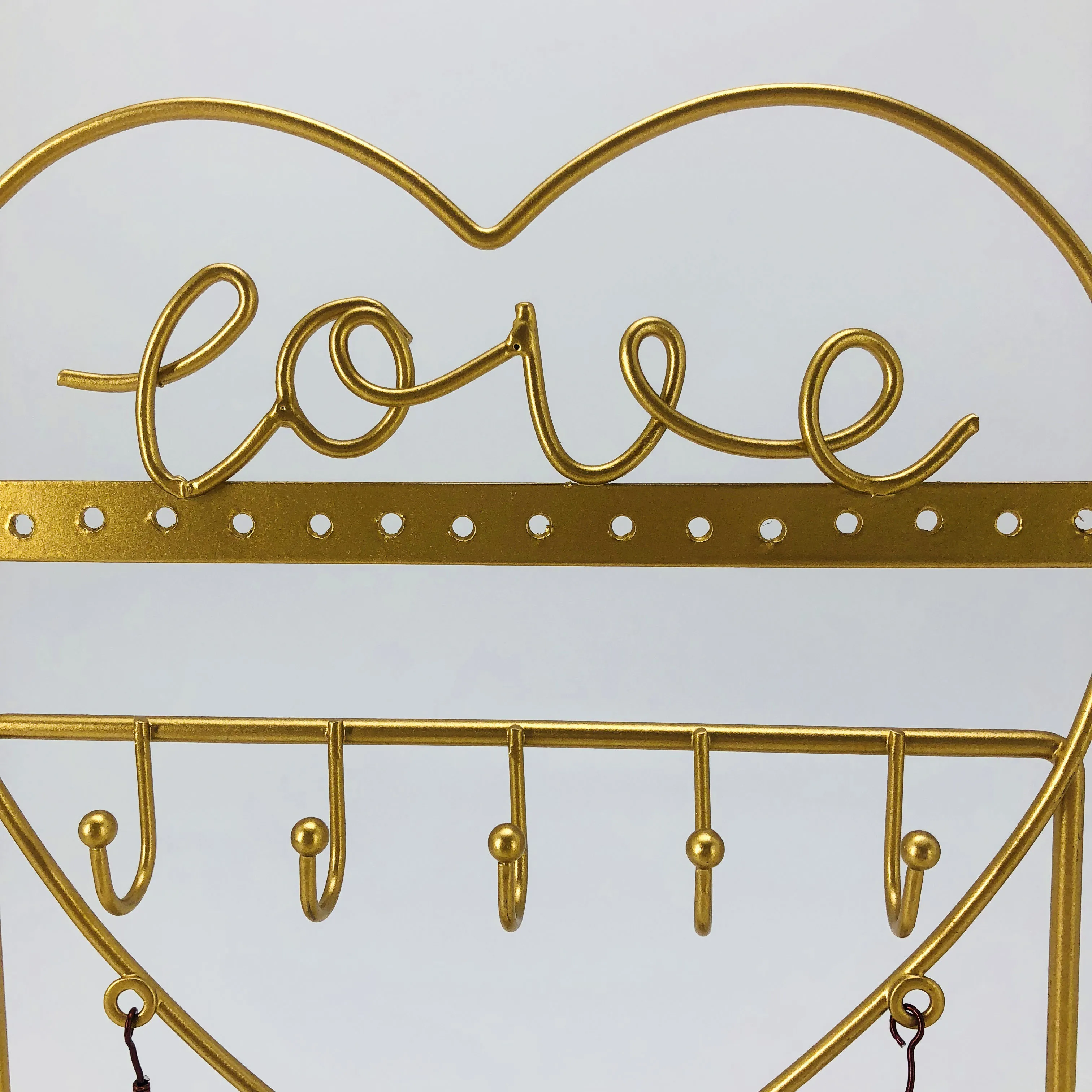 Custom Decorative Metal Gold Heart Jewelry Display Stand With Pink ...