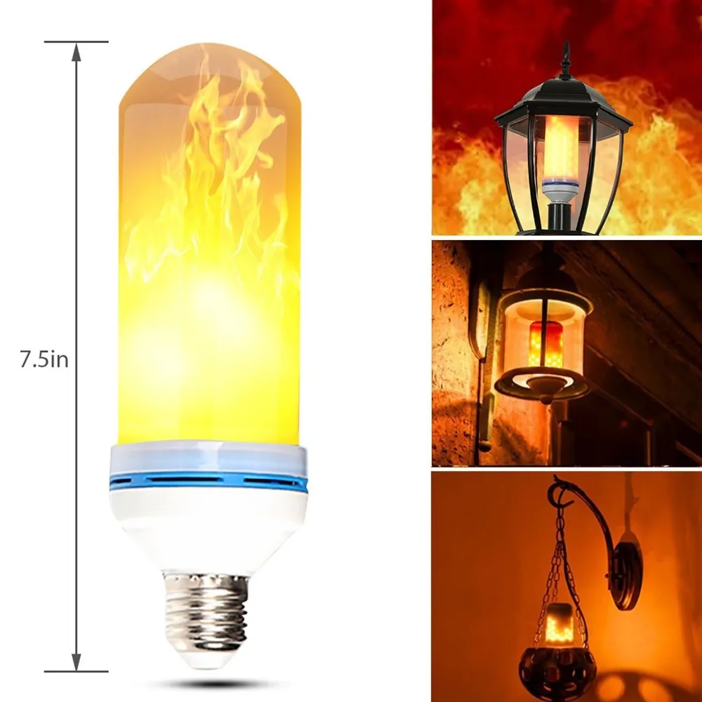 LED Flame Effect Fire Light Bulbs - Warm Yellow Torches
