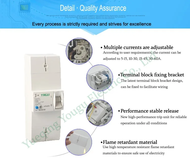 2 Pole 4 Pole RCCB ELCB 250v 440v - Adjustable Safety Breaker