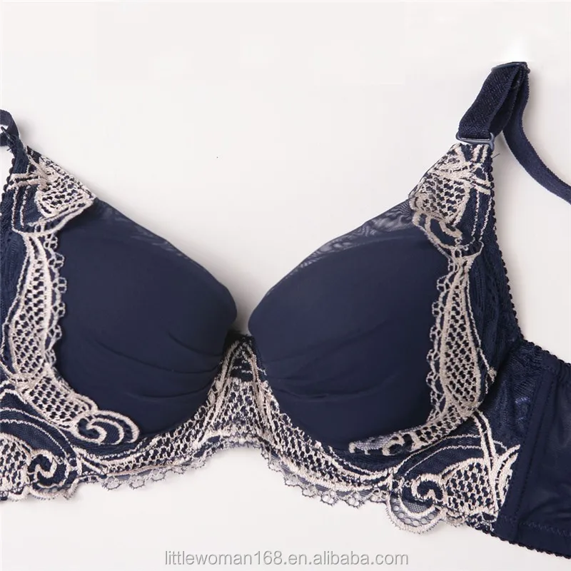 Beautiful Embroidery Design Push Up Blue Color Bra Size 36 For Big ...