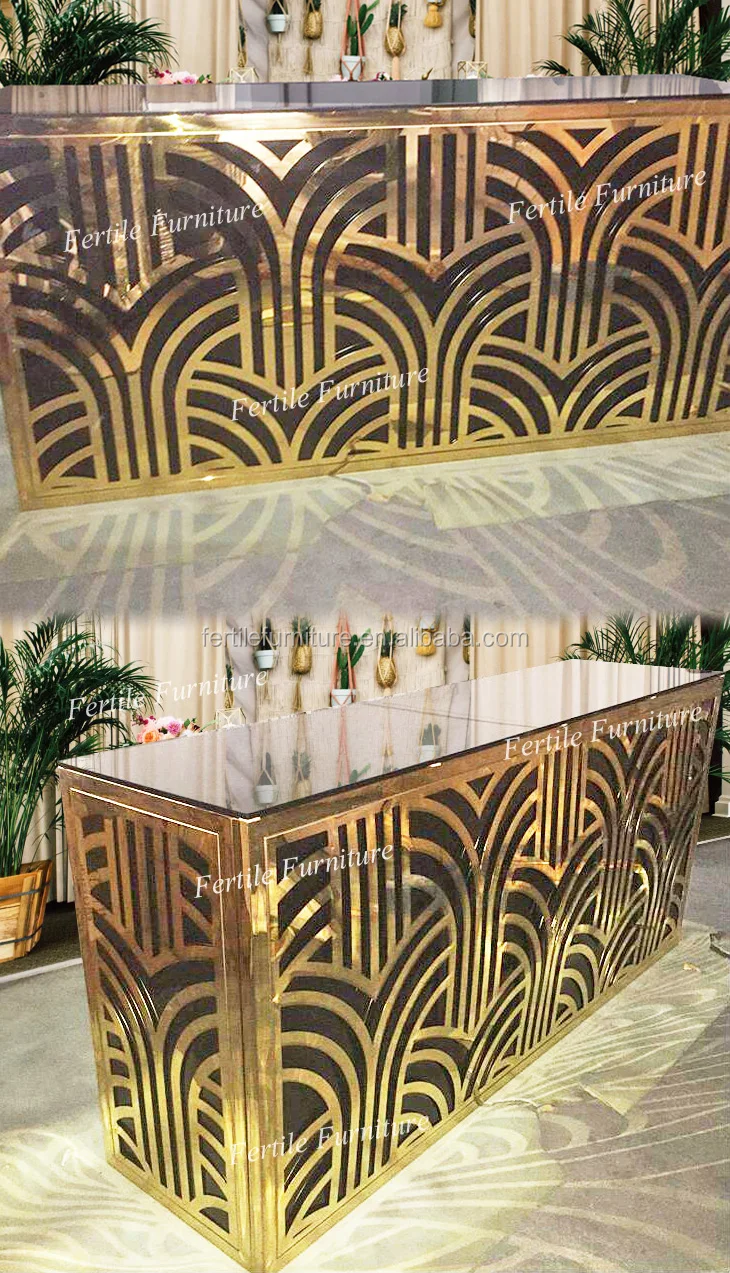 Carved Mirror Stainless Steel Glass Top Led Mobile Bar Counters - Buy ...