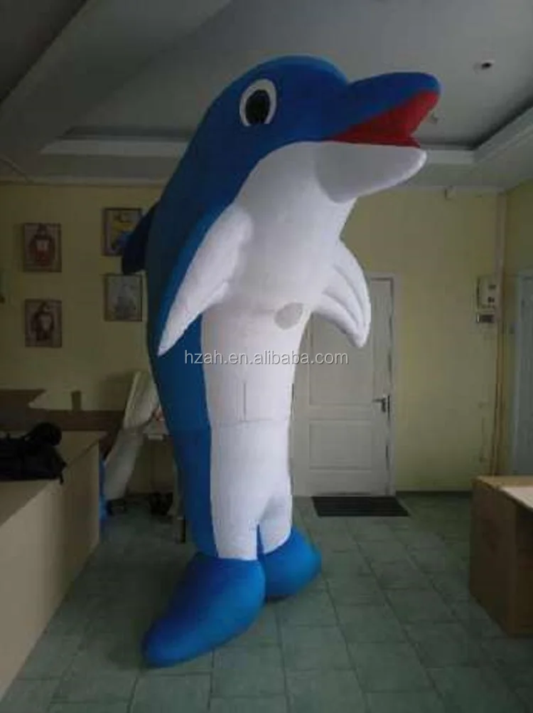 Blue Inflatable Costume Dolphin Cartoon for Advertising Decoration
