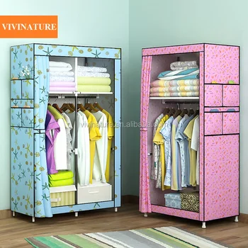 Single Canvas Effect Wardrobe Clothes Storage Cabinet - Buy Clothes ...