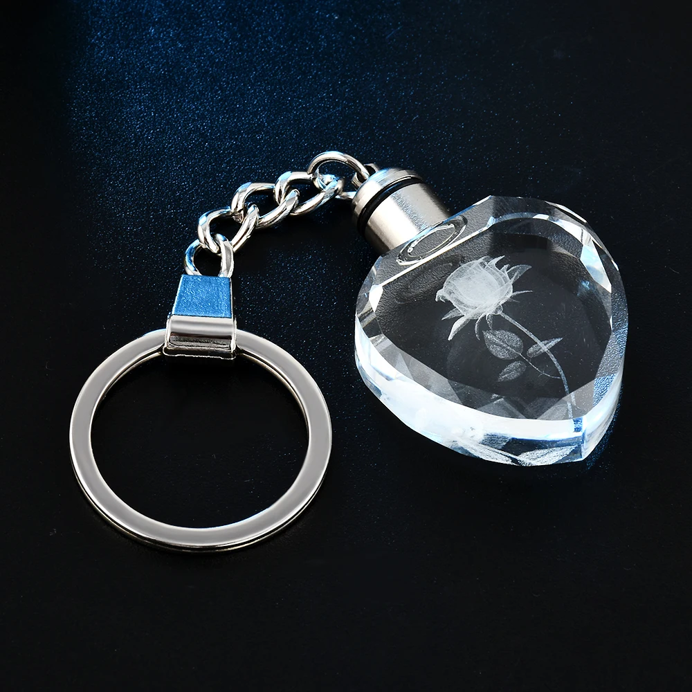Customized 3D Laser Engraving Crystal Glass Keychain