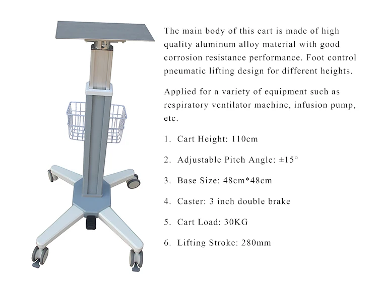Hospital Trolley Patient Monitor Roll Stand For Medical Devices ...