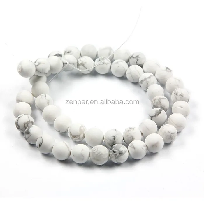 New Bead Matte Frosted White Howlite Stone Bead Round Stone 6 Mm 8 Mm ...