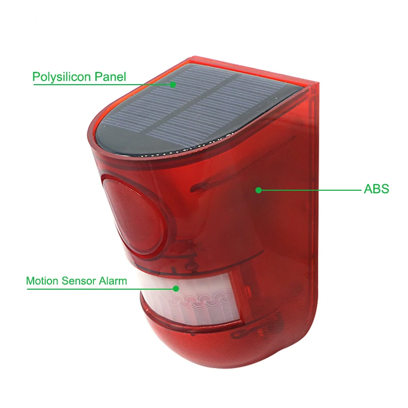 Solar Powered Led Fence Alarm Lamp With Build In Alarm System Motion ...