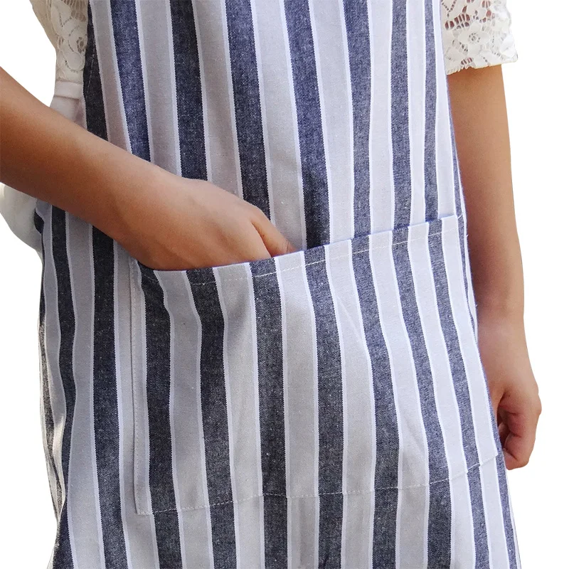 Professional Chef Apron With Pockets,Strip Color Cotton Fabric Kitchen ...