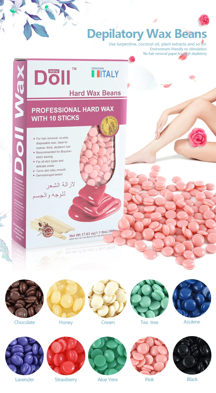Doll Wax 500g - 10 Colors Depilatory Hard Wax Beans