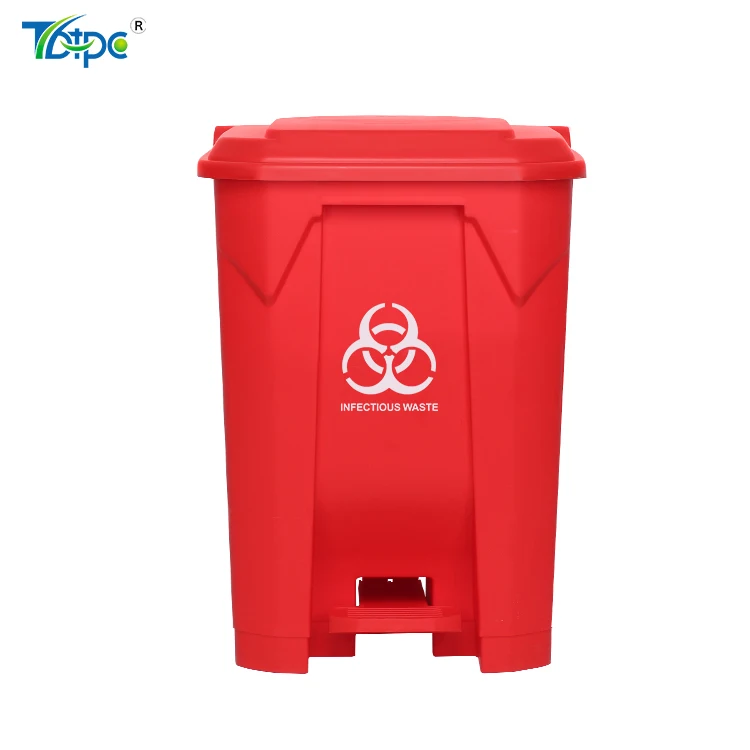 30l 50l 80l 100l Plastic Pedal Red Bins for Biohazard Waste