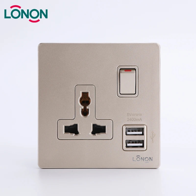 Child Proof Safety 1 gang switch universal power socket with 2 usb port ...
