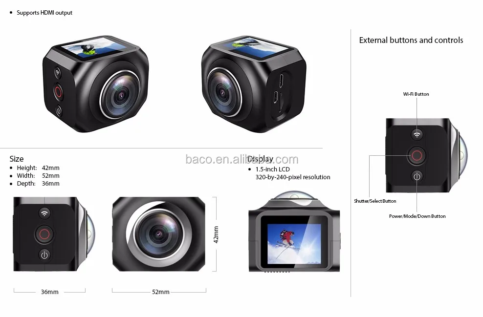 360 Panoramic Dv Vr 360 Action Camera Remote With Wifi Mini Sports ...