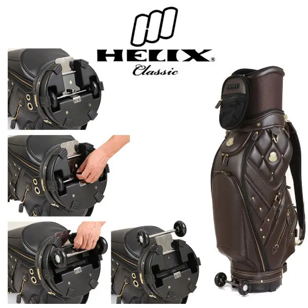 Helix Leather Golf Bag For Travels / Leather Golf Bag With Wheels ...