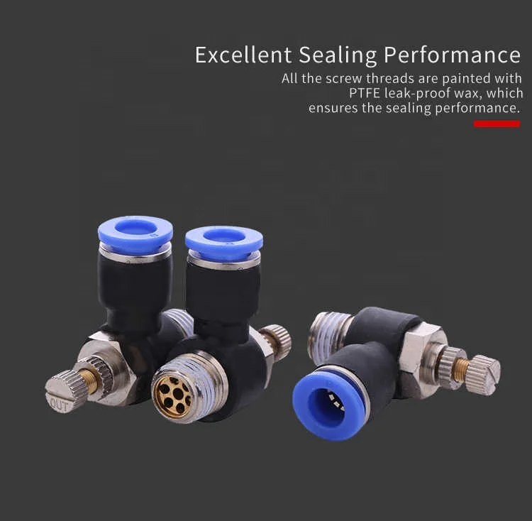 Jsc/nse Brass Nickel Plated Male Thread 8mm Push In Pneumatic Speed Controller One Touch Pipe ...