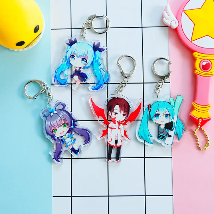 Hatsune Miku Figure Pendants Doll Color Acrylic Keychain Japanese Anime ...