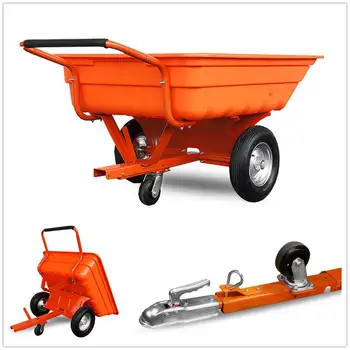 Atv & Utv Poly Dump Cart Wheelbarrow Push And Pull Towed Behind Trailer ...