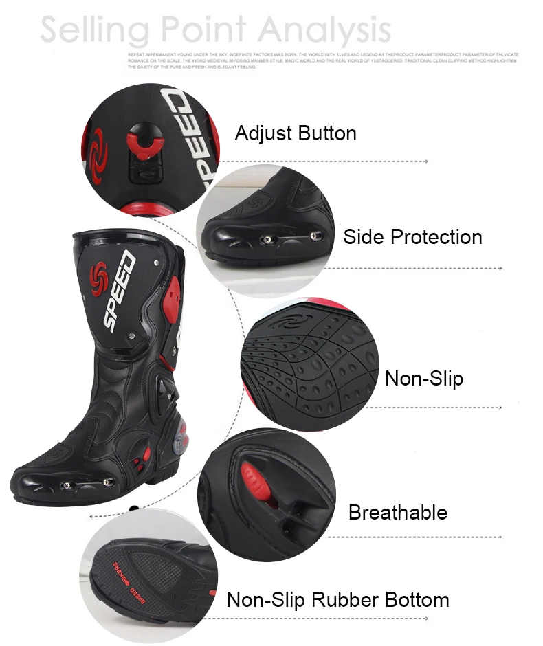 Riding Tribe Microfiber Leather Motorcycle Boots Pro Biker Speed Moto ...