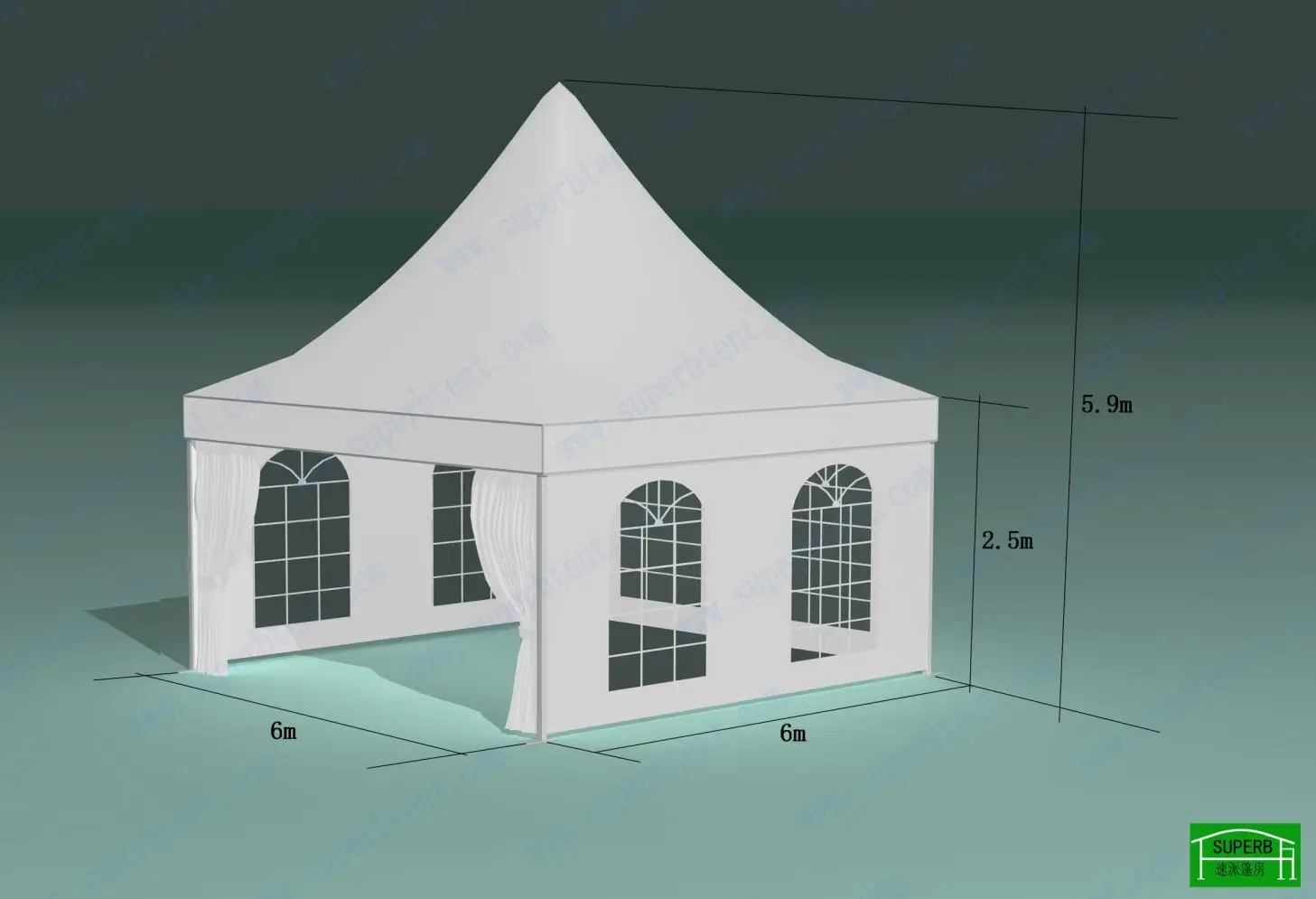 6X6 Outdoor High peak clear Roof Pavilion Pagoda Tent with Sidewall for ...