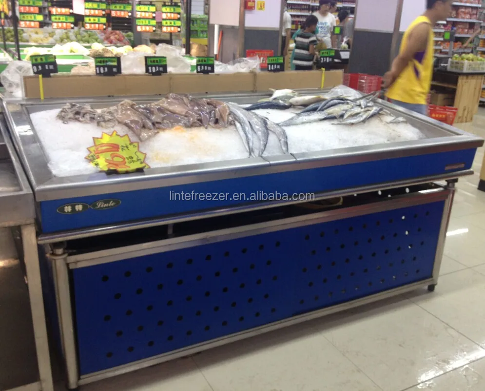 Lintee Stainless Steel Ice Fresh Fish Refrigerated Table Top Fish ...