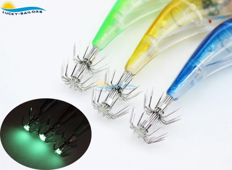 Squid Uv Light Luminous Led Squid Jig Isca De Pesca Fishing Lures ...