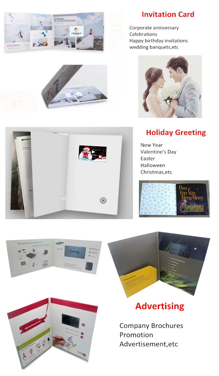 Custom Lcd Screen Display Invitation Brochure Video Player Mailable 3d ...