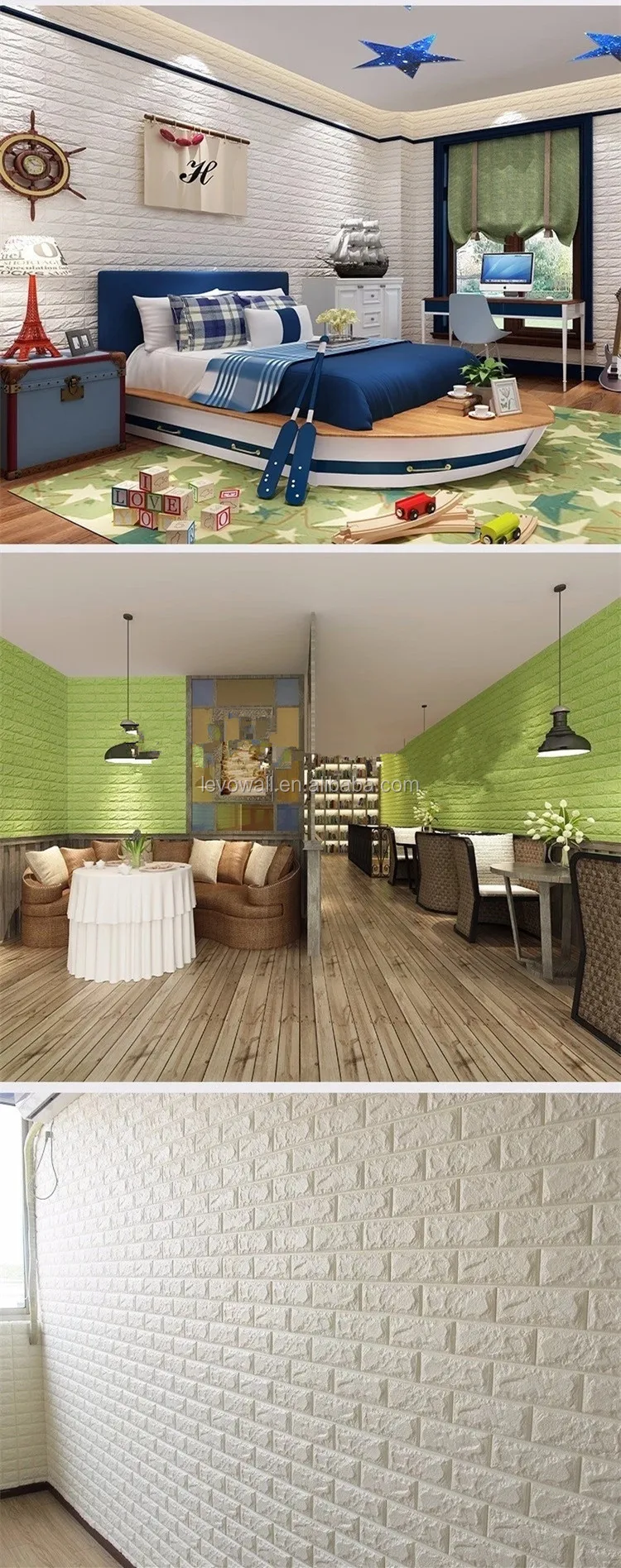 White Color 3d Brick Pe/ Eva Foam Wallpaper 3d Brick Wall Panels - Buy ...