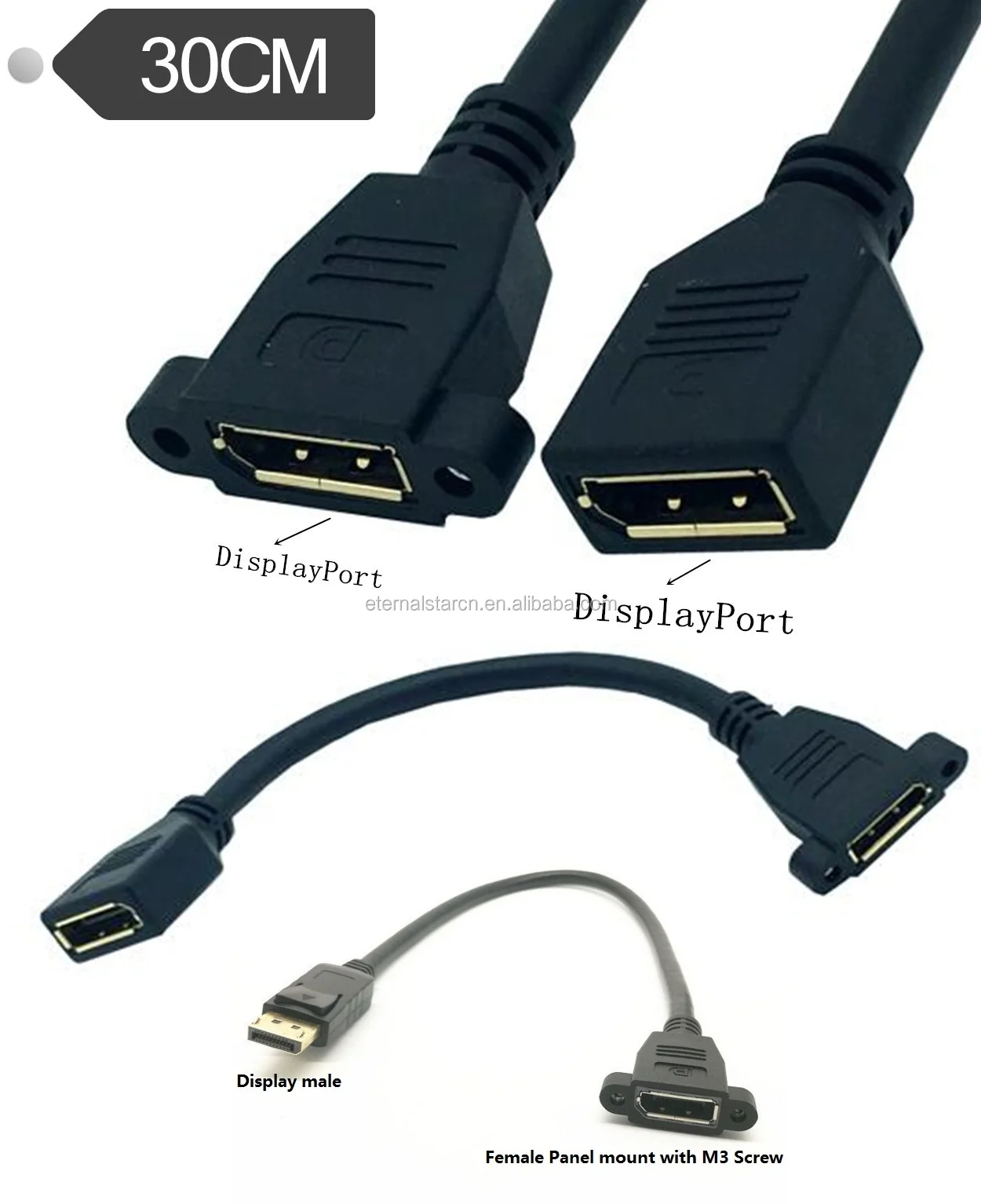Wholesale DisplayPort Cable DP Female Panel Mount Cable Adapter with ...