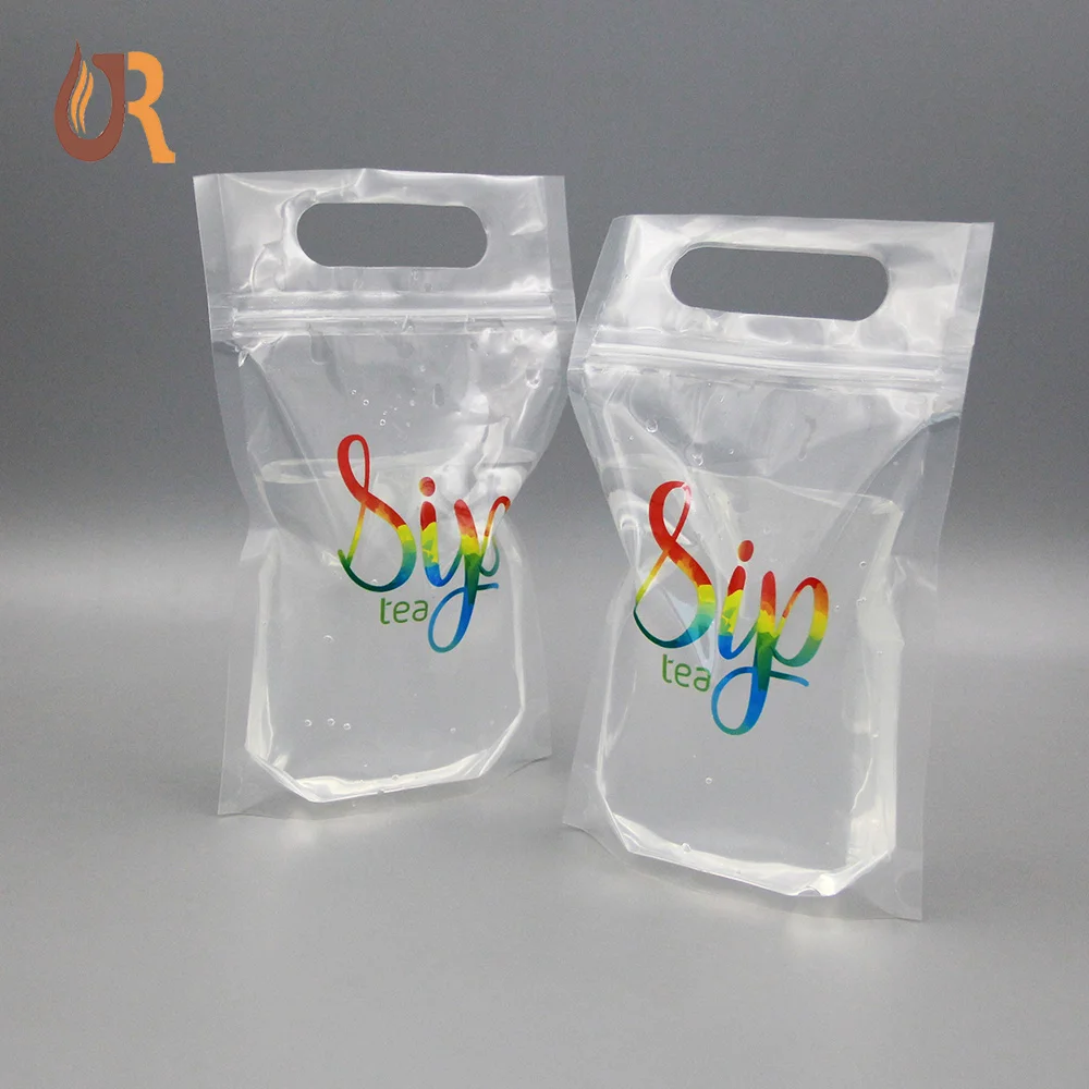 Zipper Pouch and Reusable Clear Drinking Beverage Bag/Transparent ...