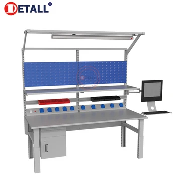 Detall Adjustable Factory Metal Work Tables With Pegboard And Tool ...