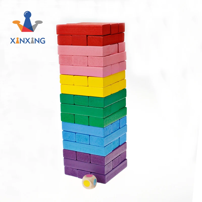 Colored Stacking Game - 48 Piece Wooden Building Blocks