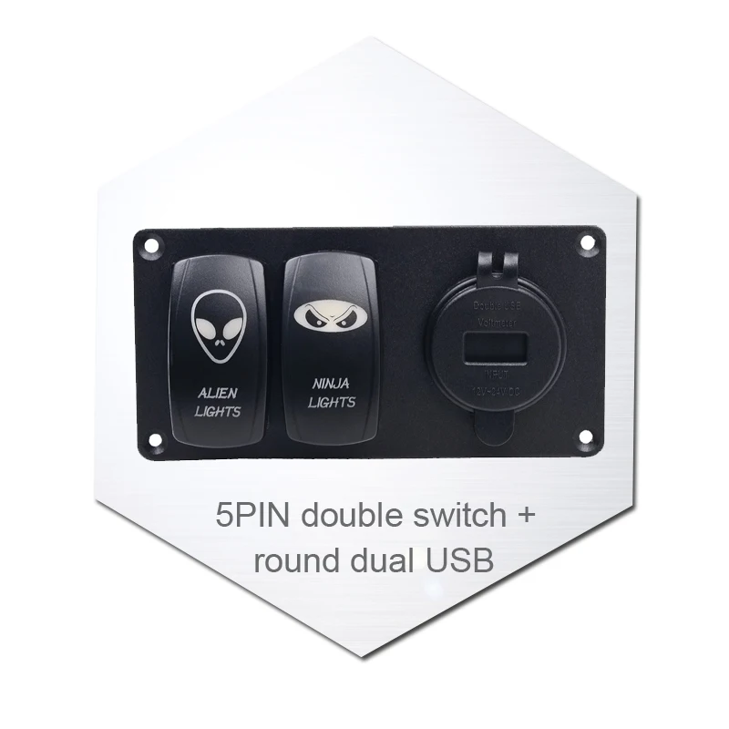 12v/24v Waterproof Led Lighting Panel 5pin Dual Light Switch Rocker ...