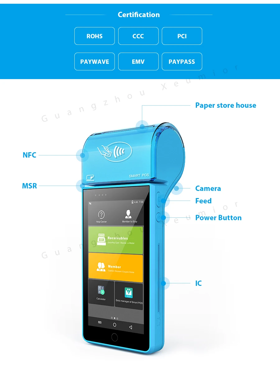 Sm-v2 Android 7.0 Smart Emv Mobile Pos Machine Payment Terminal Portable Mini Mobile Pos System ...