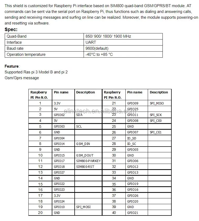 SIM800 Expansion board with gsm/gprs SMS function For Raspberry PI hot ...