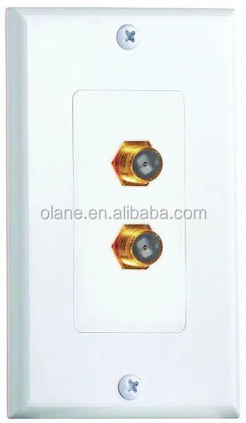 F Type Coax Connector Receptacle With Wall Plate Easy Install White ...