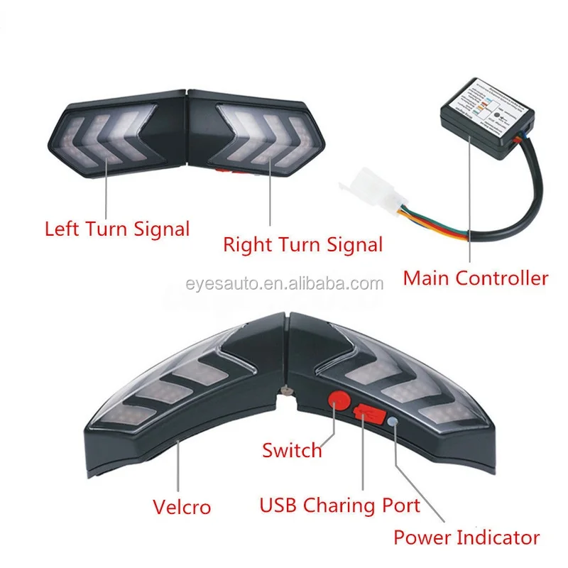 Motorcycle Helmet Smart Wireless Turn signal Lighting and Brake Led ...