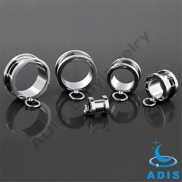 Internal Thread Double Flare Dangle Surgical Steel Flesh Tunnel Ear ...