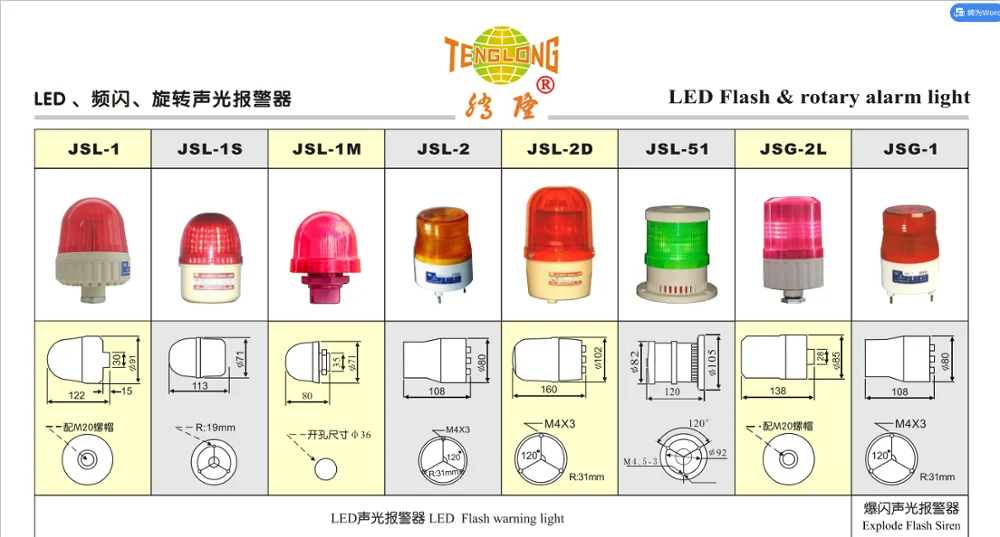 Jsl-2d Led Warning Light 24v/12v/220v Led Flashlights Signal Light ...