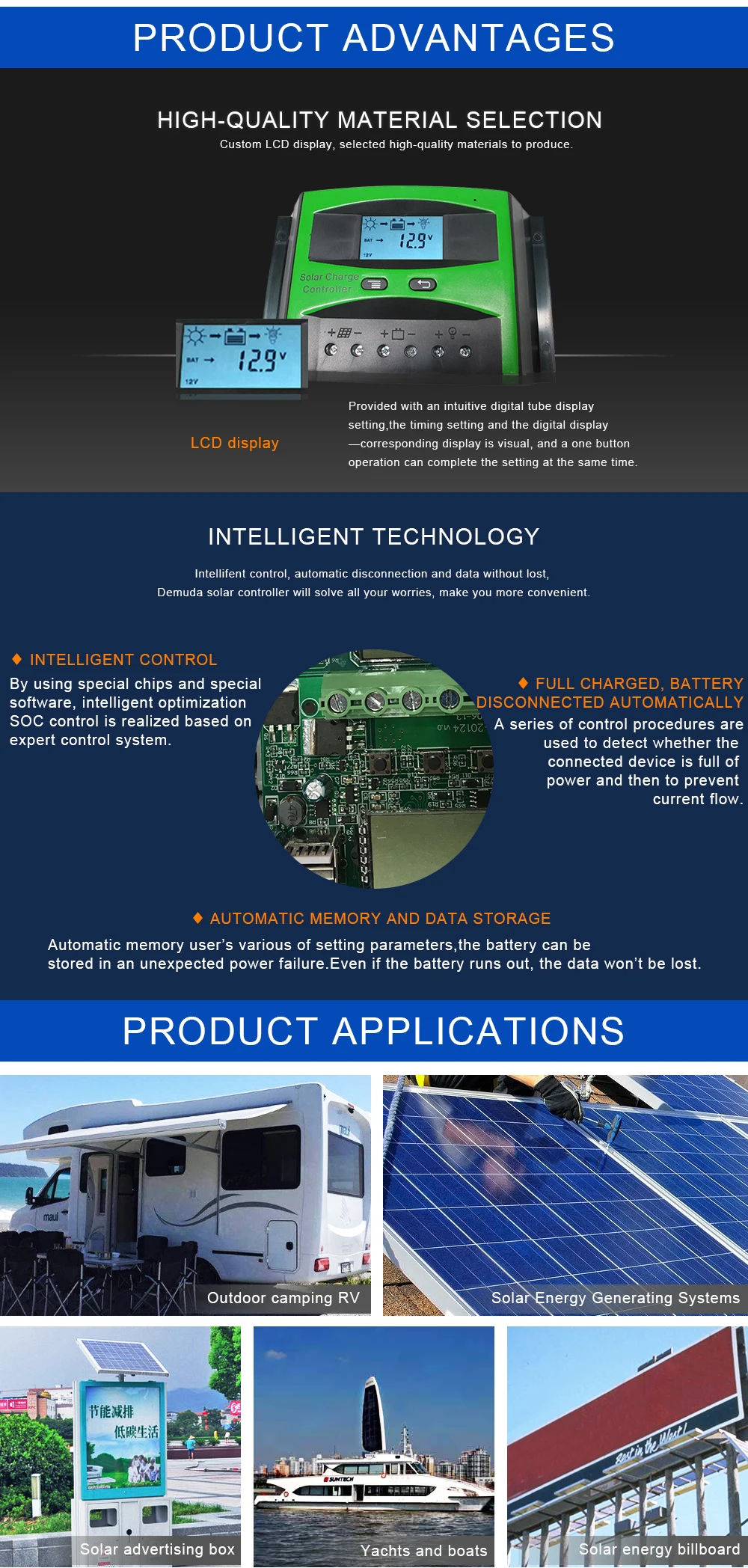 20a 30a 40a 50a 60a Pwm Solar Charger Controller For Solar Panel System ...