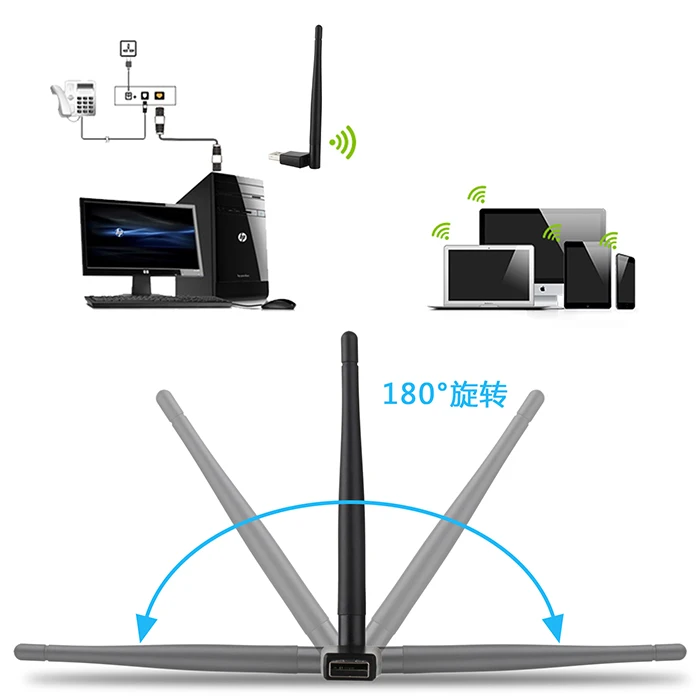 Realtek 8811CU 802.11AC 600mbps Wifi USB Adapter with 2dbi Antenna