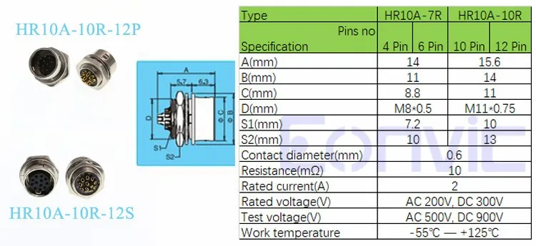 Hrs 4 6 10 12 Pin Socket Male Female Hirose Connector For Recorder ...