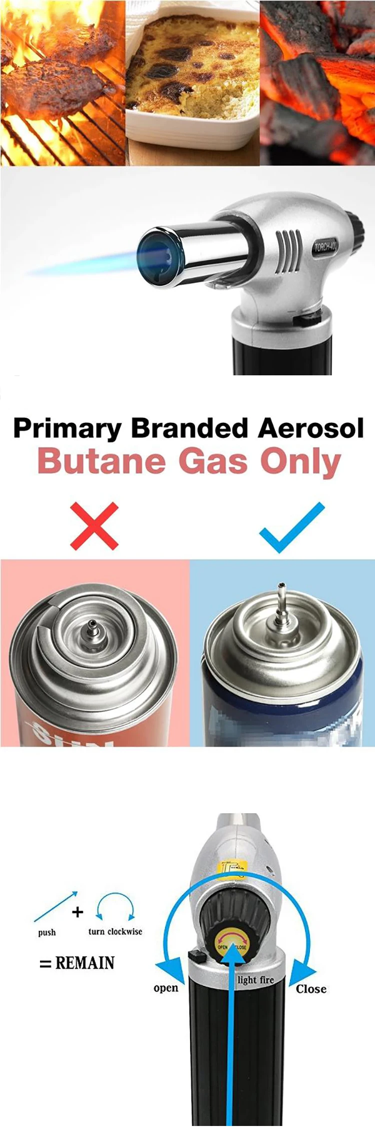 Custom Stickers Logo BS-400 Adjustable Flame Jet Camping BBQ Butane Gas ...