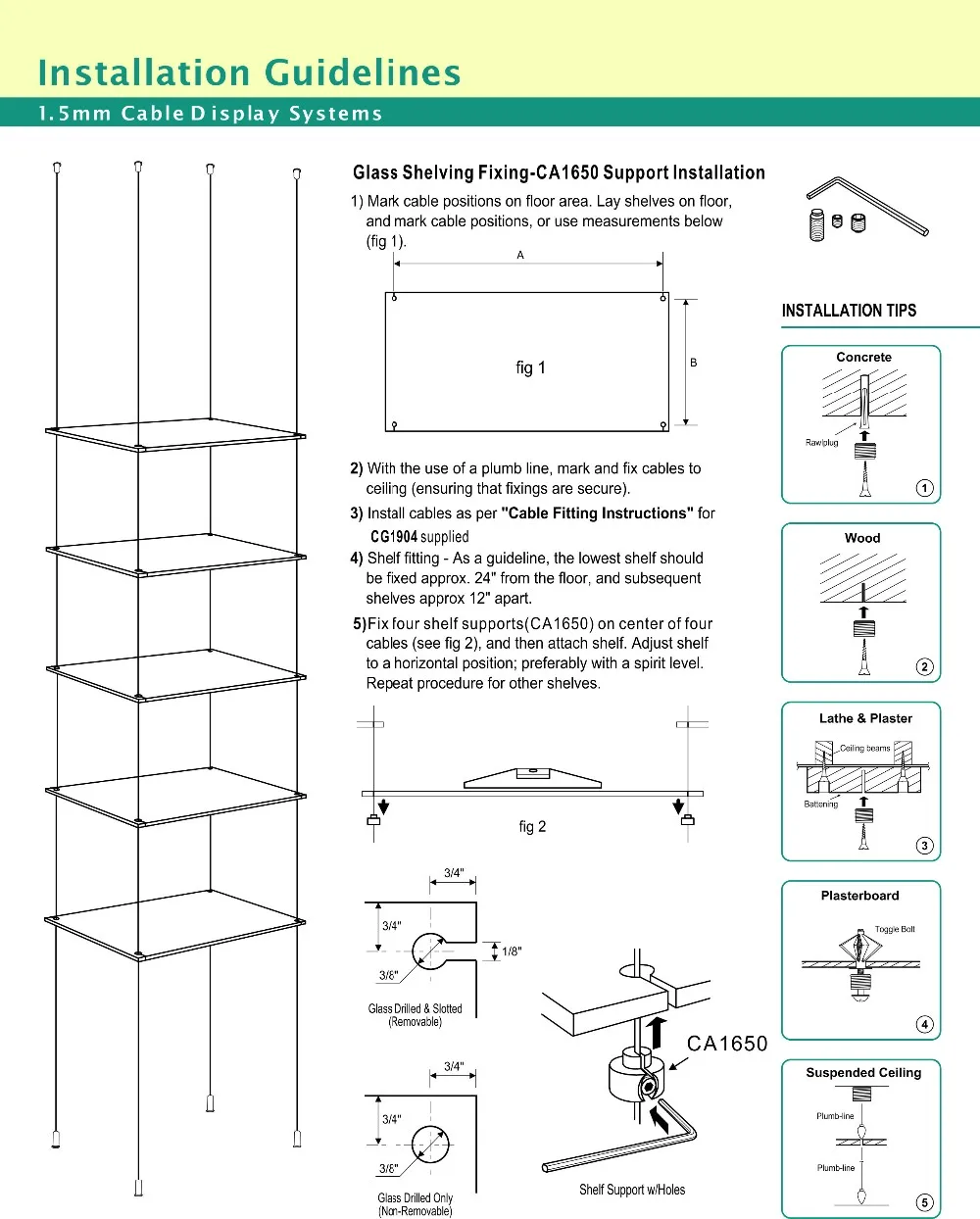 Aluminum Hanging Glass Shelf Support Cable Display System - Buy Hanging ...