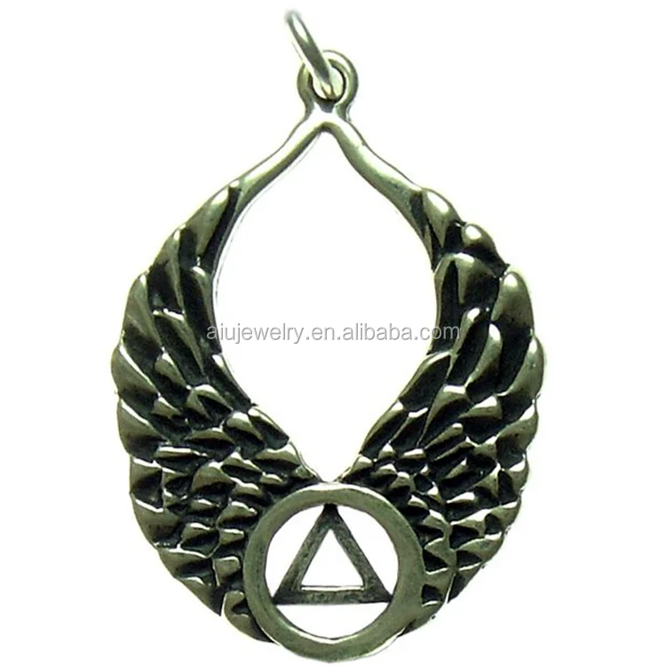 Customized Alcoholics Anonymous Symbol On Angel Wings Necklace - Buy ...