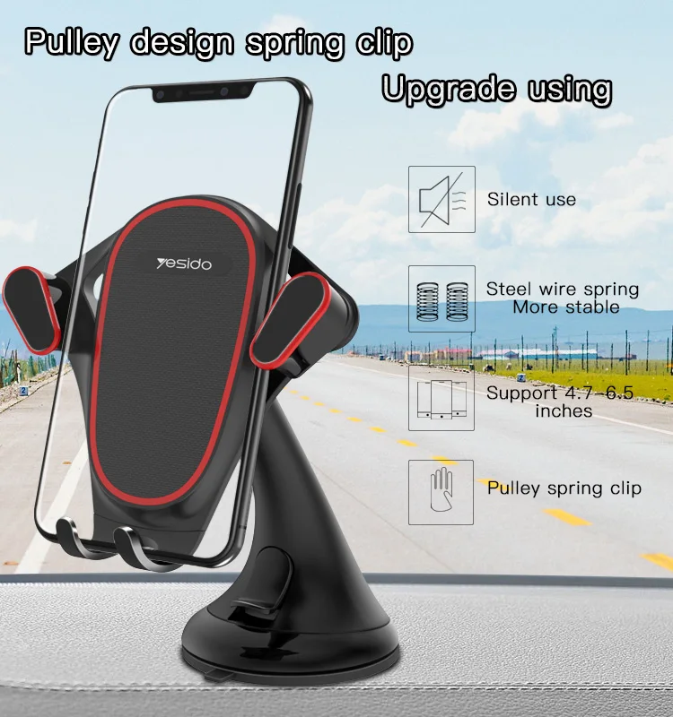 Suction Cup Car Mobile Phone Mount Double Spring Clip Universal Car ...