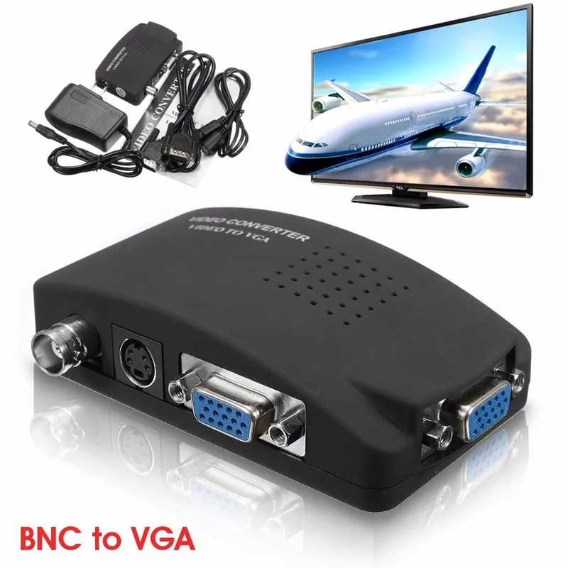 Bnc Digital Av / S Video To Vga Rca Tv Signal Converter Adapter ...