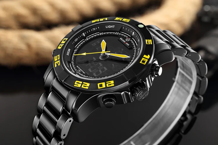 Goldenhour Led Light Up Big Dial Stainless Steel Watch Men Luxury ...