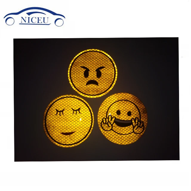 Custom Smiley Face Light Reflective Stickers For Autos - Buy Round ...