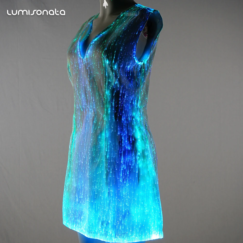 Led Rgb Colors Light-emitting Party Dresses Fiber Optic Ball Dresses ...